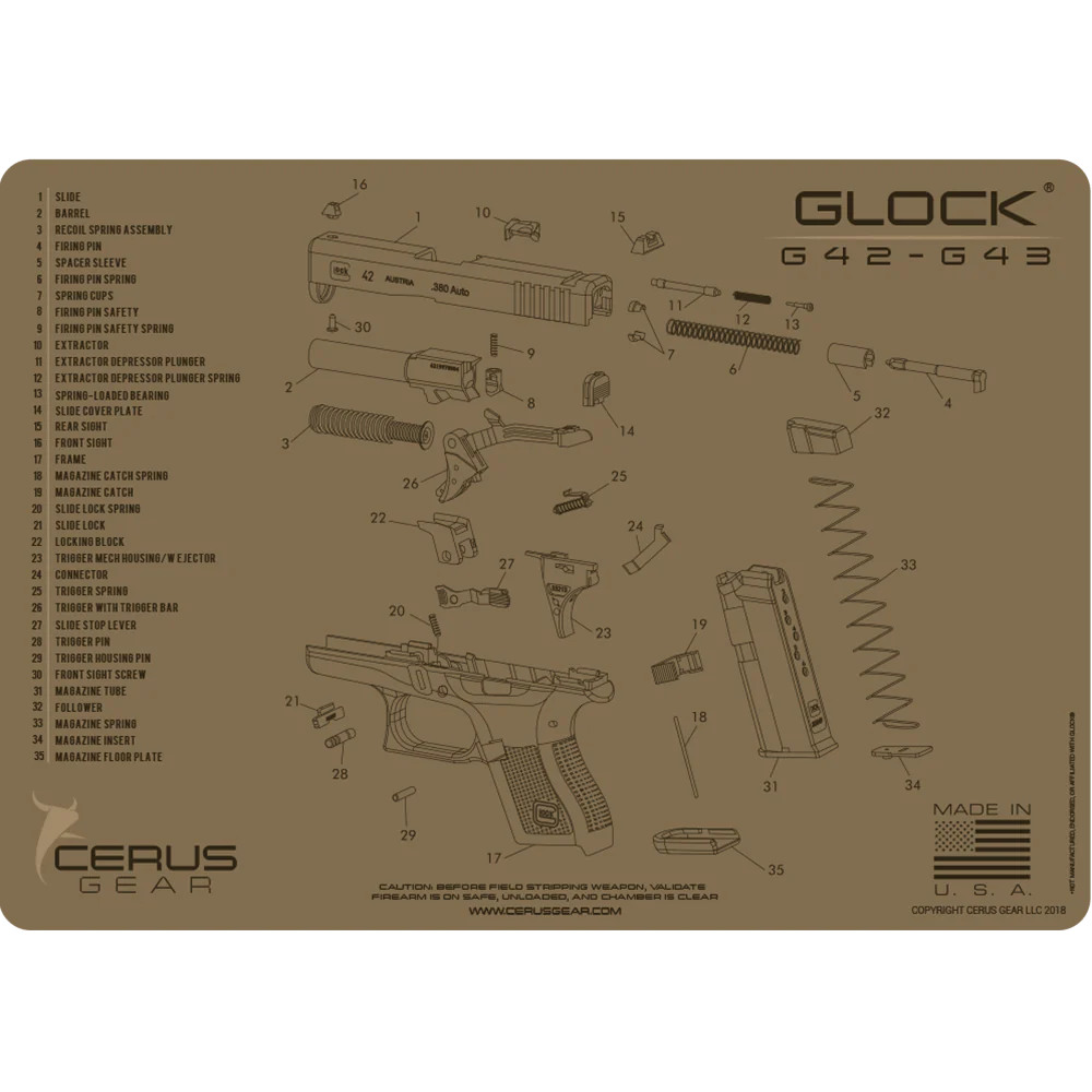 MAT-SMALL-GLK-42-SCH-COY - Podložka pro čištění zbraní GLOCK 42-43 ...